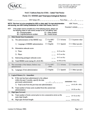 Fillable Online alz washington NACC Uniform Data Set (UDS), v2.0 - alz ...