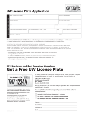 Fillable Online depts washington License Plate Application Form - depts ...