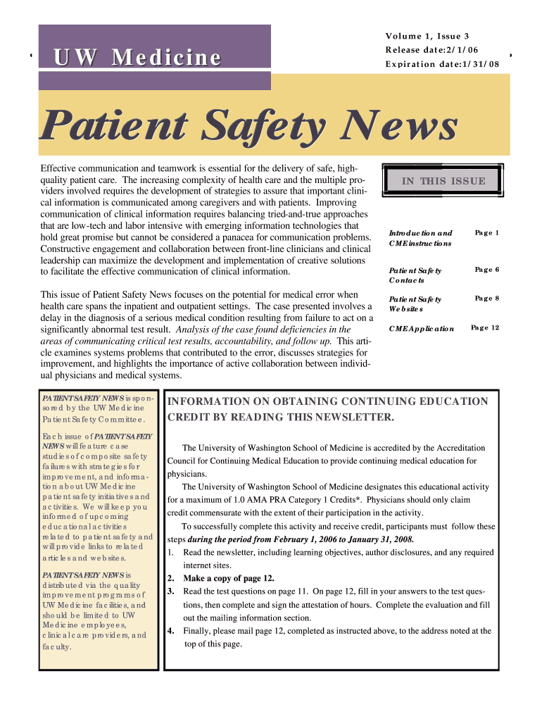 Fillable Online Patient Safety News Fax Email Print - pdfFiller