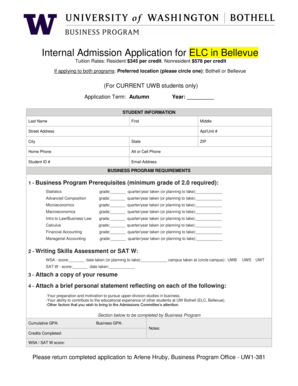 Fillable Online uwb Internal application for Bellevue - University of ...