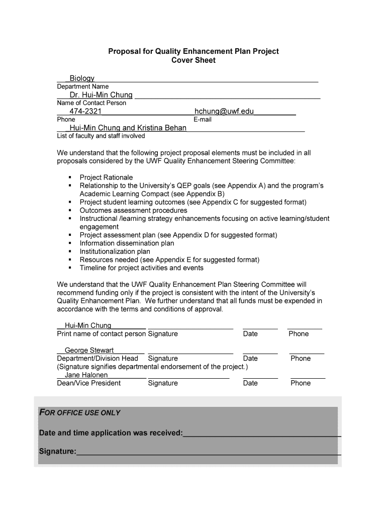 Fillable Online Quality Enhancement Plan Proposal - Biology Department Fax Email Print - pdfFiller