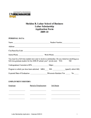 Fillable Online www4 uwm Sheldon B. Lubar School of Business Lubar ...