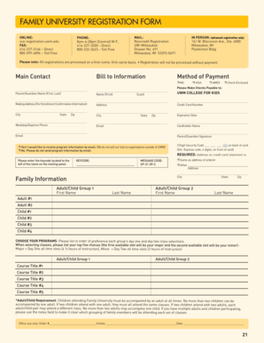 Fillable Online www4 uwm FAMILY UNIVERSITY REGISTRATION FORM - UW-Milwaukee - www4 uwm Fax Email ...