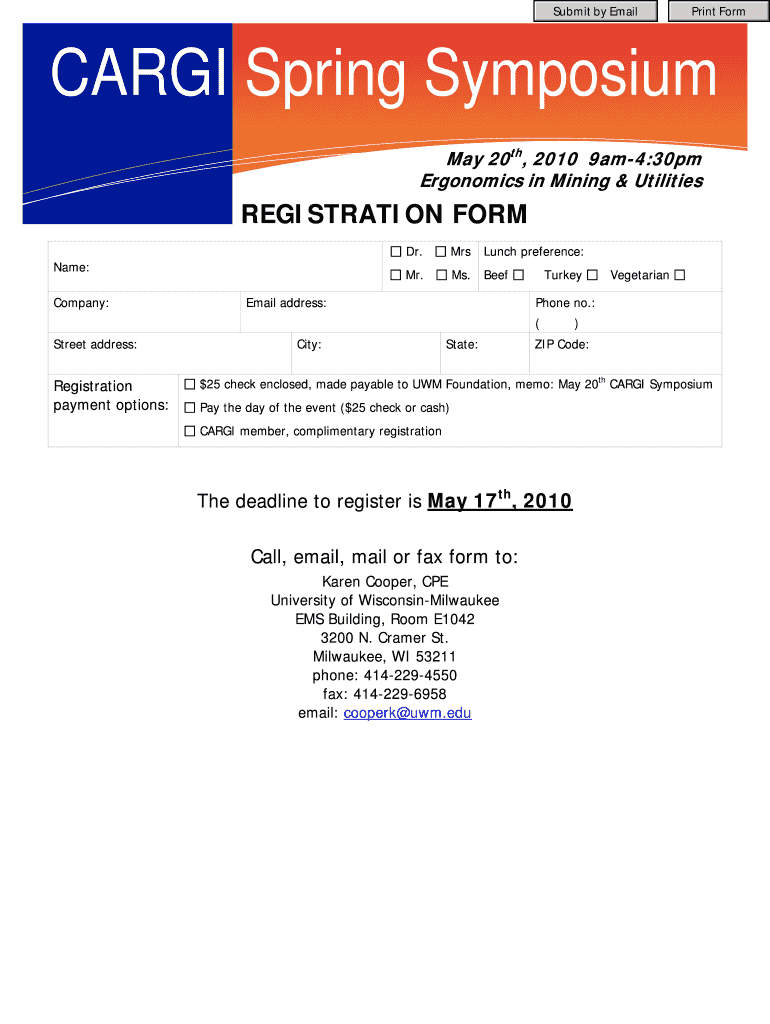Fillable Online CARGI Spring Symposium Registration Fax Email Print - pdfFiller