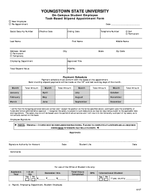 Fillable Online web ysu YOUNGSTOWN STATE UNIVERSITY - YSU - Youngstown State ... Fax Email Print ...