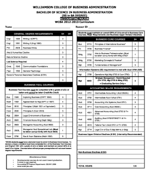 Fillable Online web ysu ACCOUNTING MAJOR - web ysu Fax Email Print ...