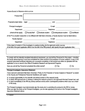 Fillable Online A. Human Subjects Research Application Form Fax Email ...