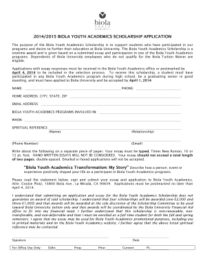 BY 2012 Scholarship Application-1 - Biola Youth - Biola University ...