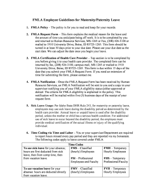 Fillable Online FMLA Employee Guidelines for Maternity/Paternity Leave ...