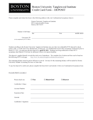 Fillable Online bu Boston University Tanglewood Institute Credit Card ...