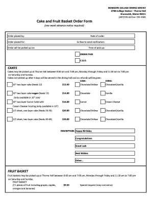 Fillable Online bowdoin Cake and Fruit Basket Order Form - Bowdoin ...