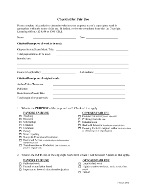 Fillable Online files lib byu Checklist for Fair Use (PDF) - Brigham ...
