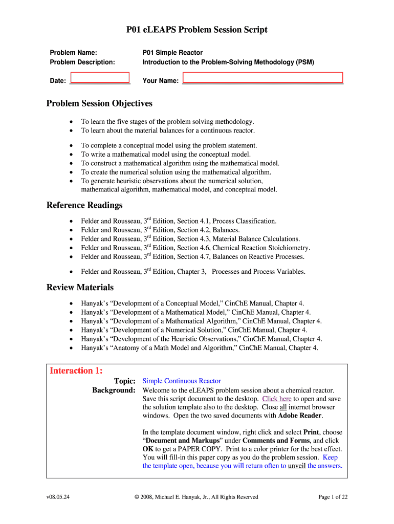 Fillable Online P01 Simple Reactor Fax Email Print - pdfFiller