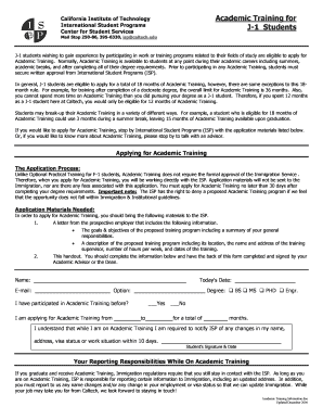 Fillable Online international caltech Academic Training Recommendation ...