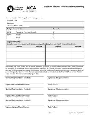 Fillable Online asi fullerton Allocation Request Form: Paired ...