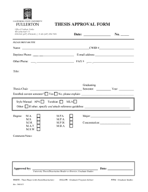 Office Of Graduate Studies McCarthy Hall 112 PHONE (657) 278-2618 FAX (657) 278-7590 - Fill and ...