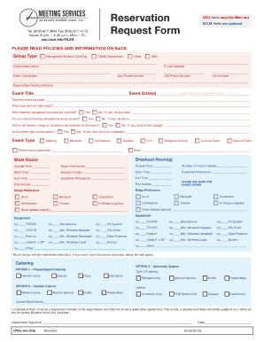 Fillable Online usu csun Reservation Request Form - University Student ...
