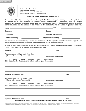 Fillable Online csus APPLICATION FOR MARKET SALARY INCREASE The current ...