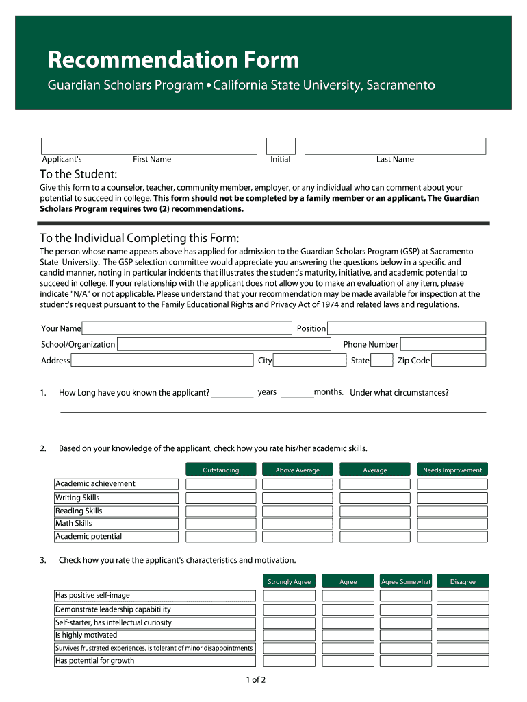 Fillable Online Guardian Scholars Program Fax Email Print - pdfFiller