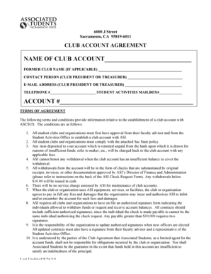Fillable Online asi csus Club Agreement Form - Associated Students, Inc ...