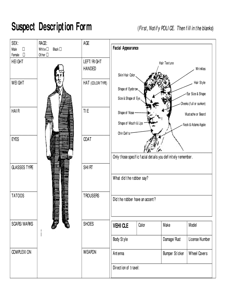 Police Suspect Form Fill Online Printable Fillable Blank PdfFiller