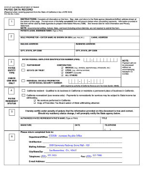 Fillable Online accountspayable csusb Payee Data Record Form (STD 204 ...
