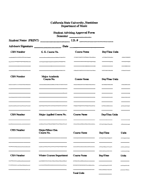 Fillable Online csustan Student Advising Form - CSU Stanislaus Fax ...