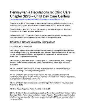 Fillable Online psy cmu Pennsylvania Regulations re: Child Care Fax ...