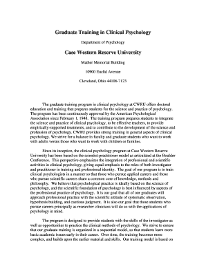 Graduate Training In Clinical Psychology - Fill and Sign Printable ...
