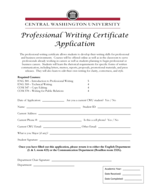 Fillable Online cwu Professional Writing Certificate Application - cwu ...