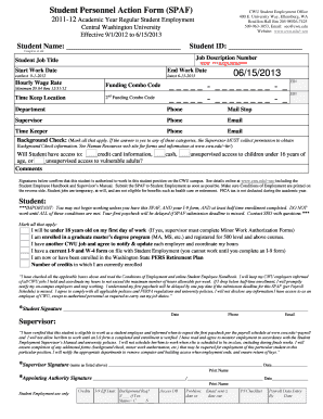 Fillable Online cwu Student Personnel Action Form (SPAF) - Central ...