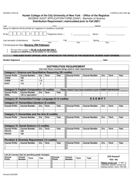 Fillable Online hunter cuny BS DR NURSING 96 RN Pathway Form 8-31-2005 ...