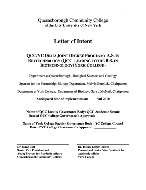Fillable Online qcc cuny Letter Of Intent - Queensborough Community ...