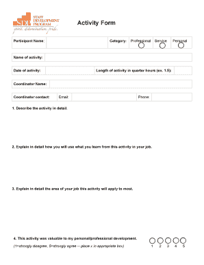 Fillable Online media clemson SDP Activity Form2015.docx Fax Email ...