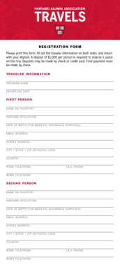Fillable Online alumni harvard RegistRation foRm Please print this form ...