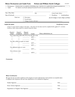 Fillable Online hws Studio Art Minor, Declaration/Audit Form - Hobart ...