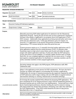 Fillable Online humboldt Project Request Form - Humboldt State University - humboldt Fax Email ...