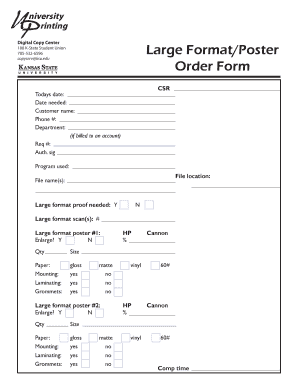 Fillable Online k-state Large Format Order Form Fax Email Print - pdfFiller
