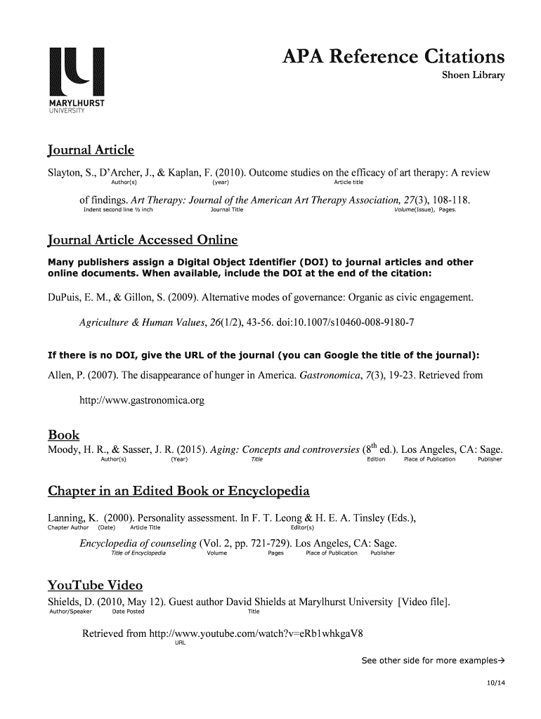 Fillable Online APA Reference Citations Fax Email Print - pdfFiller