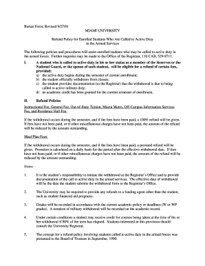 Fillable Online miami muohio Bursar Form, Revised 9/27/01 MIAMI ...