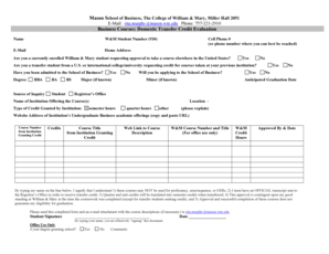 Fillable Online mason wm BBA Transfer Credit Form - Mason School of ...