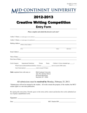 Fillable Online Completed entry forms - Mid-Continent University Fax ...