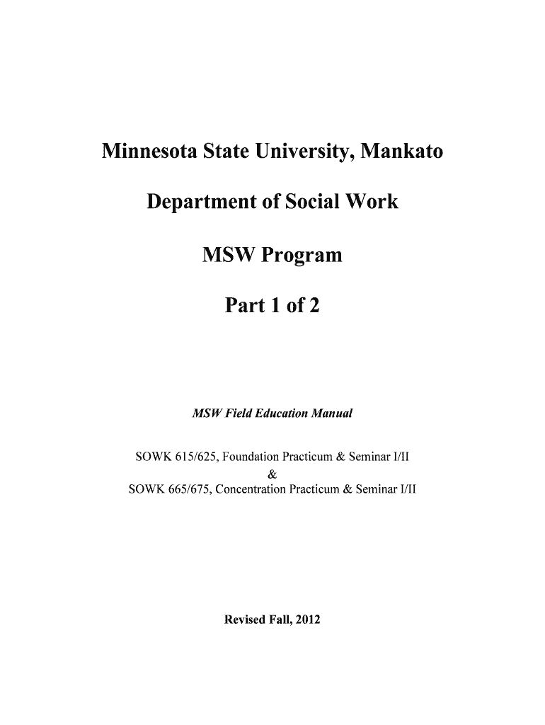 Fillable Online MSW Field Education Manual Fax Email Print - pdfFiller