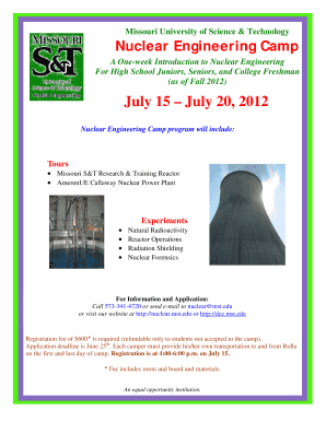 Fillable Online nuclear mst July 15 July 20, 2012 Nuclear Engineering ...
