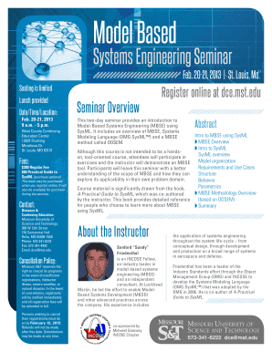 Fillable Online dce mst MBSE Seminar Flyer - Distance & Continuing ...