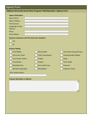 Fillable Online oakland Agency Form - Oakland University Fax Email ...
