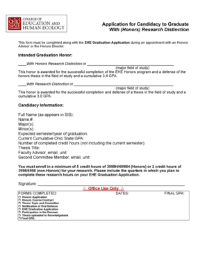 Fillable Online ehe osu Candidacy Application to Graduate with (Honors ...