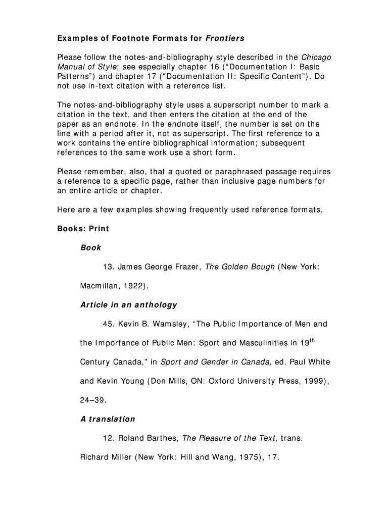 Fillable Online Examples of Footnote Formats Fax Email Print - pdfFiller