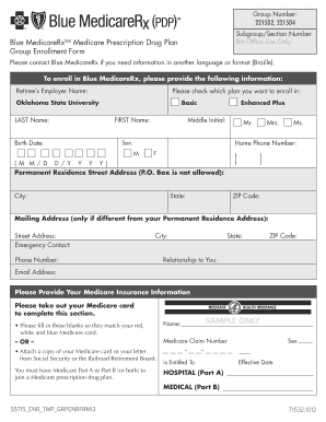 Fillable Online hr okstate 2013 BlueCross BlueShield Blue MedicareRx ...