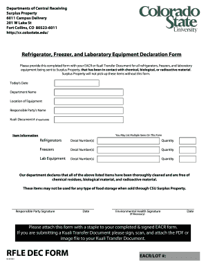Fillable Online cr colostate RFLE DEC FORM - Departments of Central ...